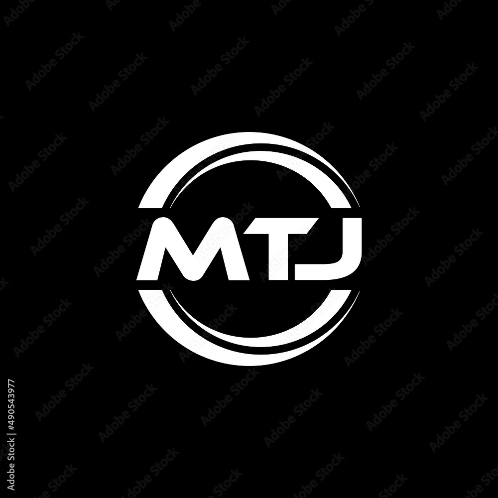 MTJ letter logo design with black background in illustrator, vector ...