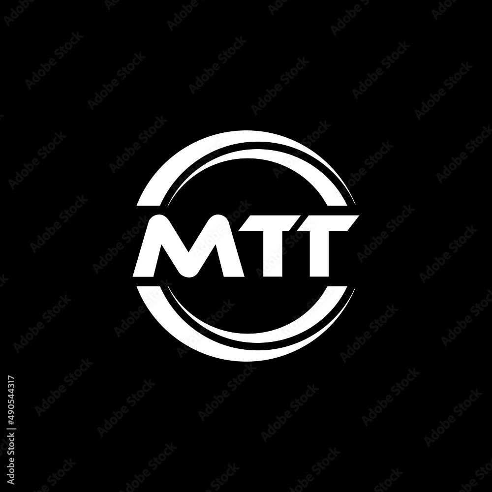MTT letter logo design with black background in illustrator, vector ...