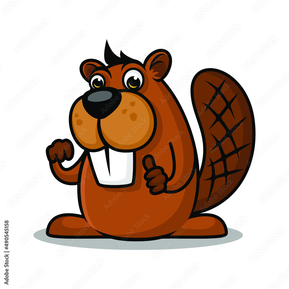 beaver cartoon design element for logo, poster, card, banner, emblem, t ...
