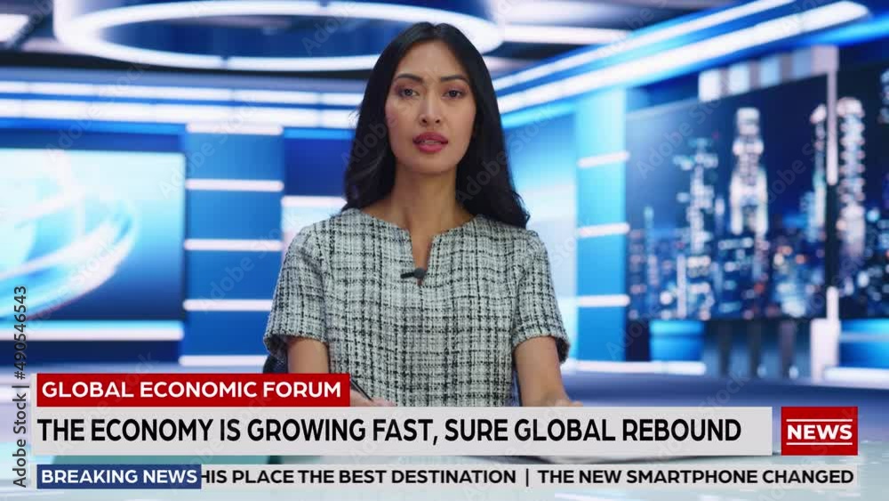 On Air TV Live News Program with Professional Female Presenter ...