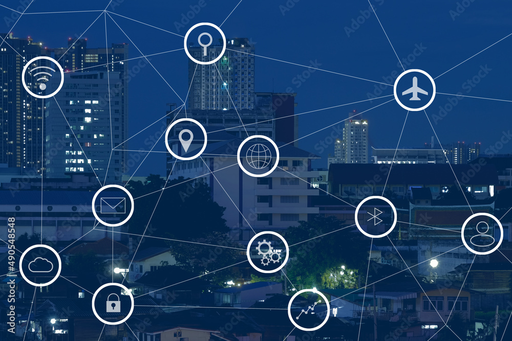 Smart digital city abstract background technology management power ...