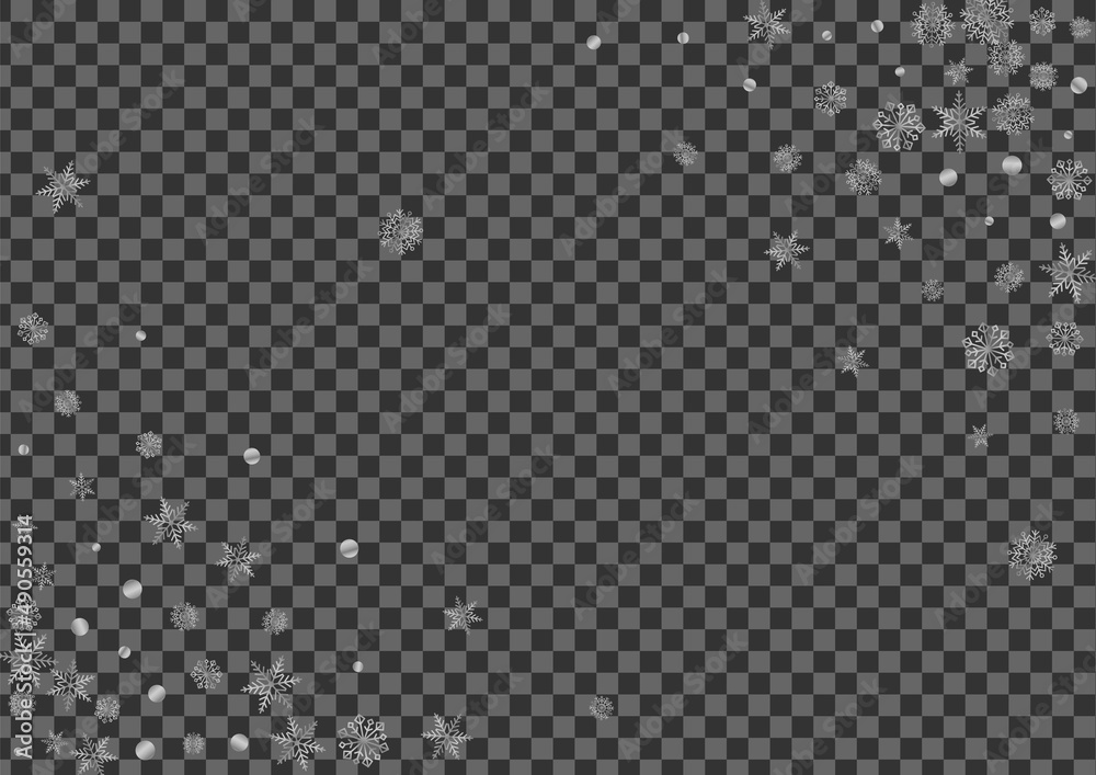 Silver Snow Background Transparent Vector. Dot Falling Illustration ...