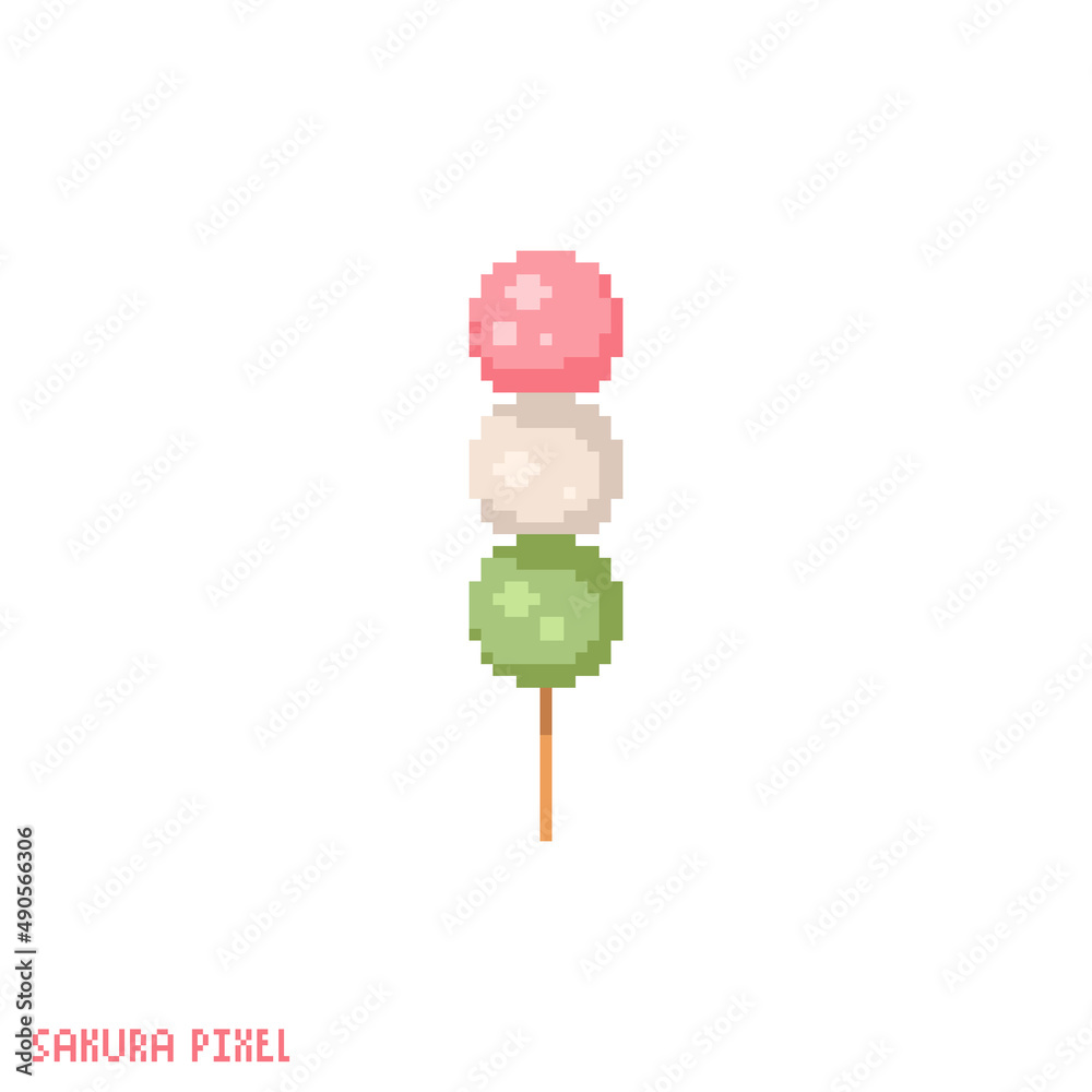 Pixel art dango icon. Vector 8 bit style illustration of japanese ...