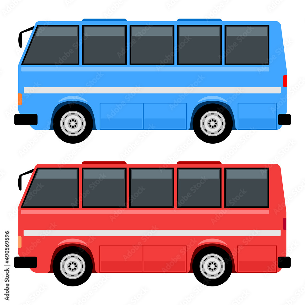 modern bus side view flat cartoon isolated Stock Vector | Adobe Stock