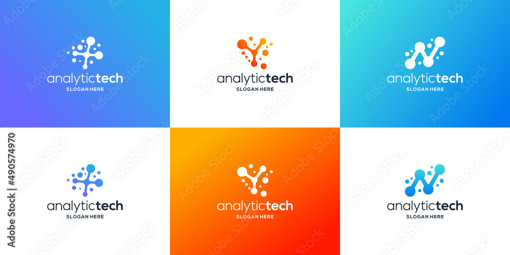 analytic tech logo design collection. gradient molecule logo vector ...