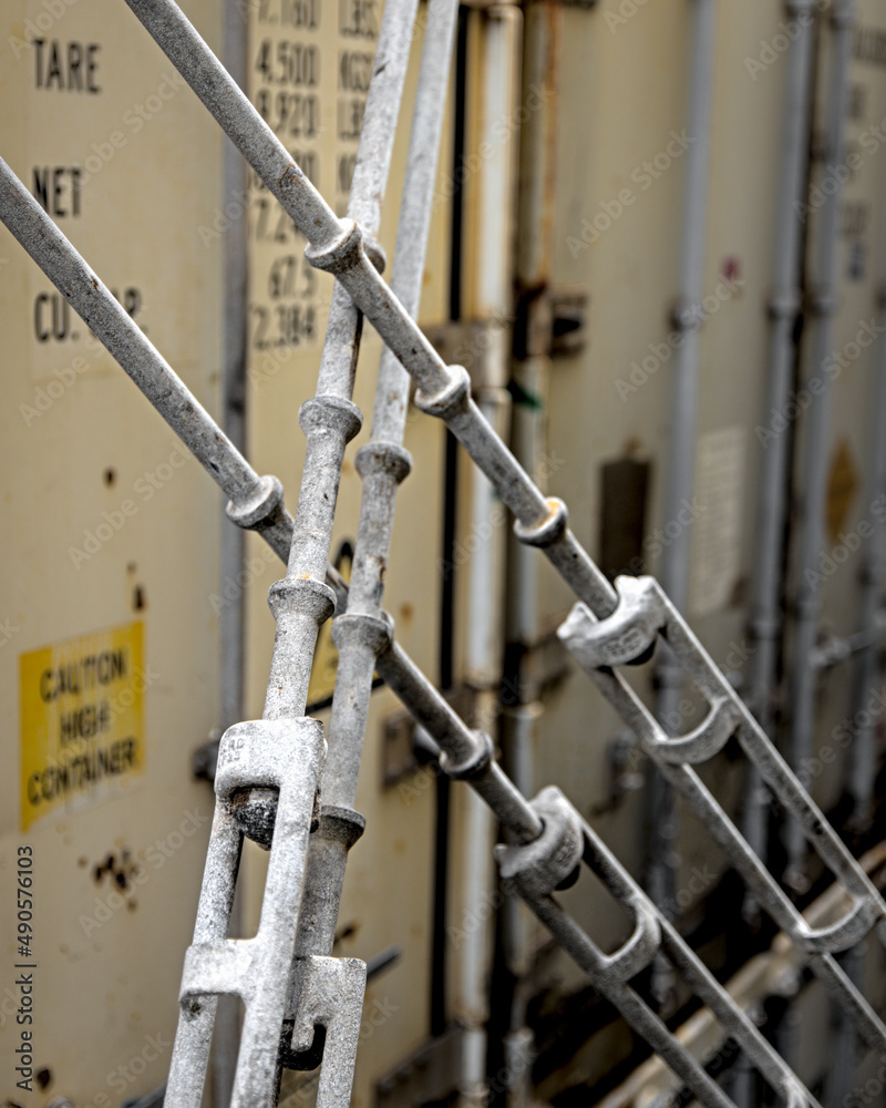 Lashing bars on a container ship Stock Photo | Adobe Stock