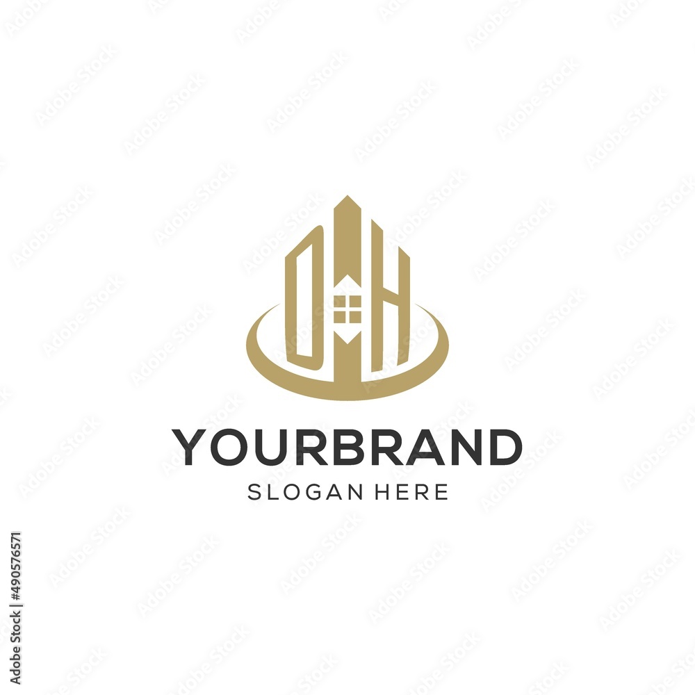 Initial DH logo with creative house icon, modern and professional real ...