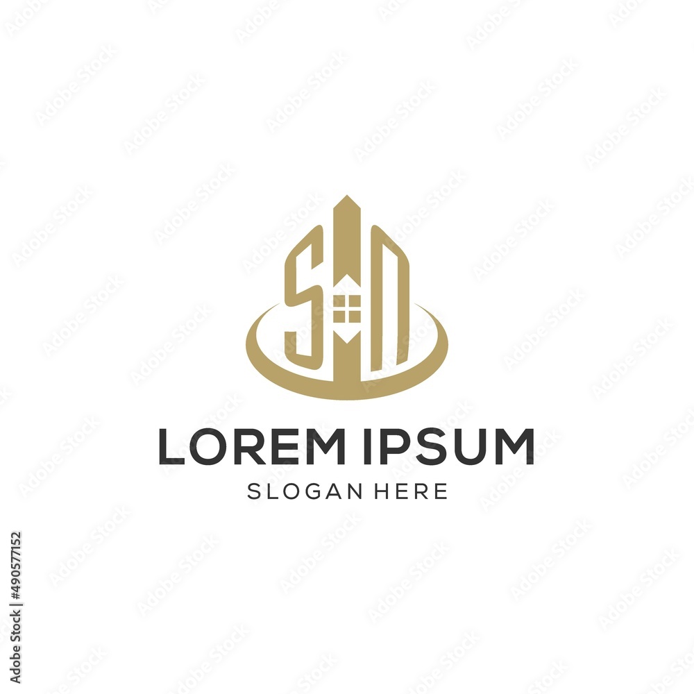 Initial SN logo with creative house icon, modern and professional real ...