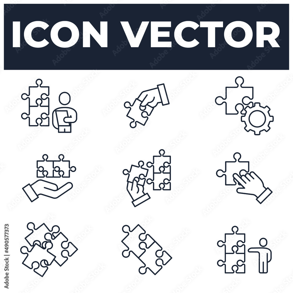 set of Puzzle elements symbol template for graphic and web design ...