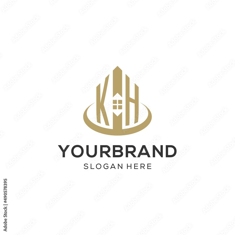 Initial KH logo with creative house icon, modern and professional real ...