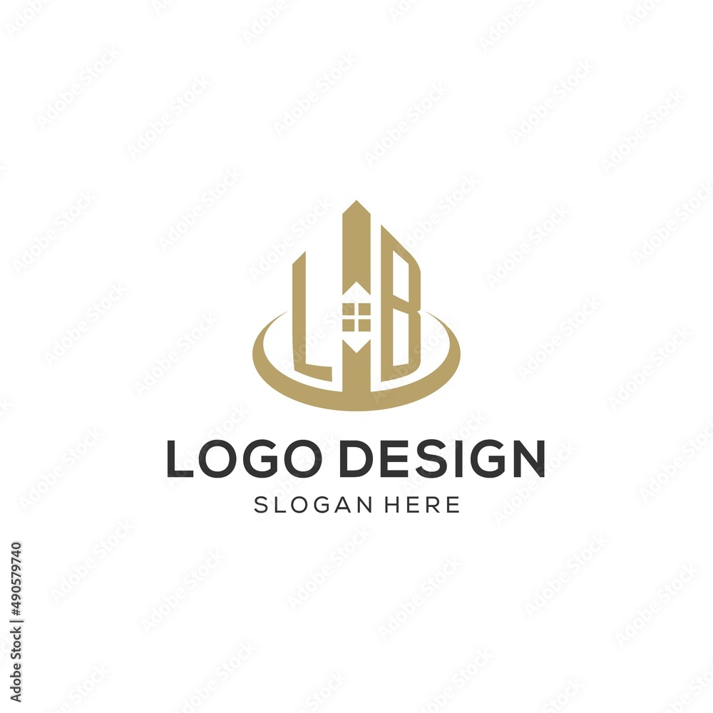 Initial LB logo with creative house icon, modern and professional real ...