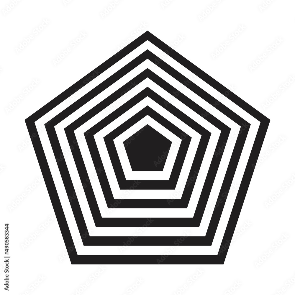 Abstract pentagon lines vector geometric shape for logo, web, print and ...