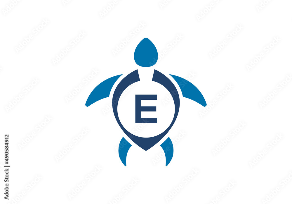 Initial E monogram alphabet with Turtle. turtle logo design vector ...