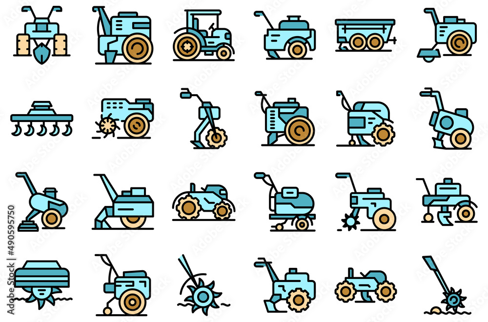 Cultivator machine icon outline vector. Agriculture agronomy. Engine ...