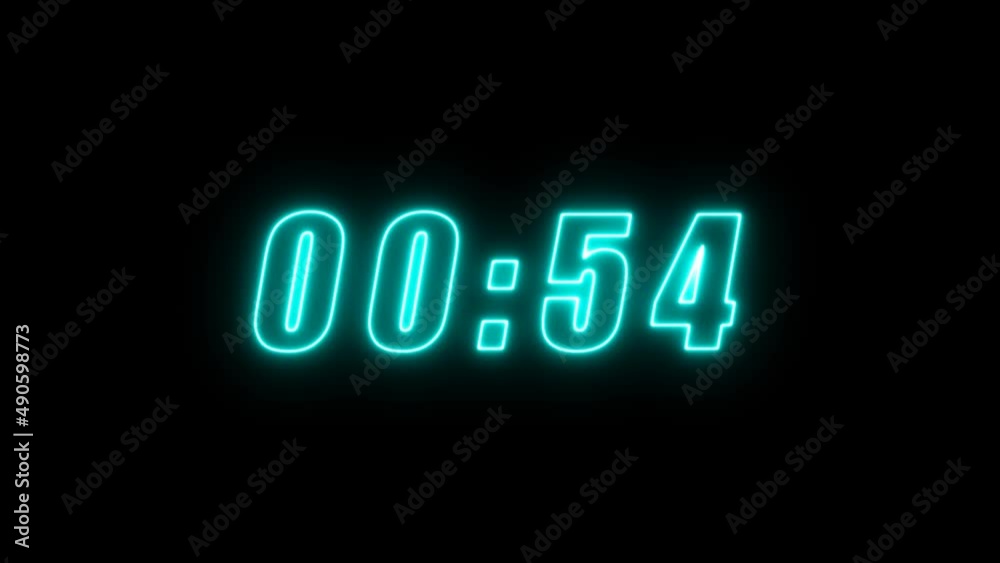 Colorful neon one minute timer. 60 seconds countdown. Stock Video ...