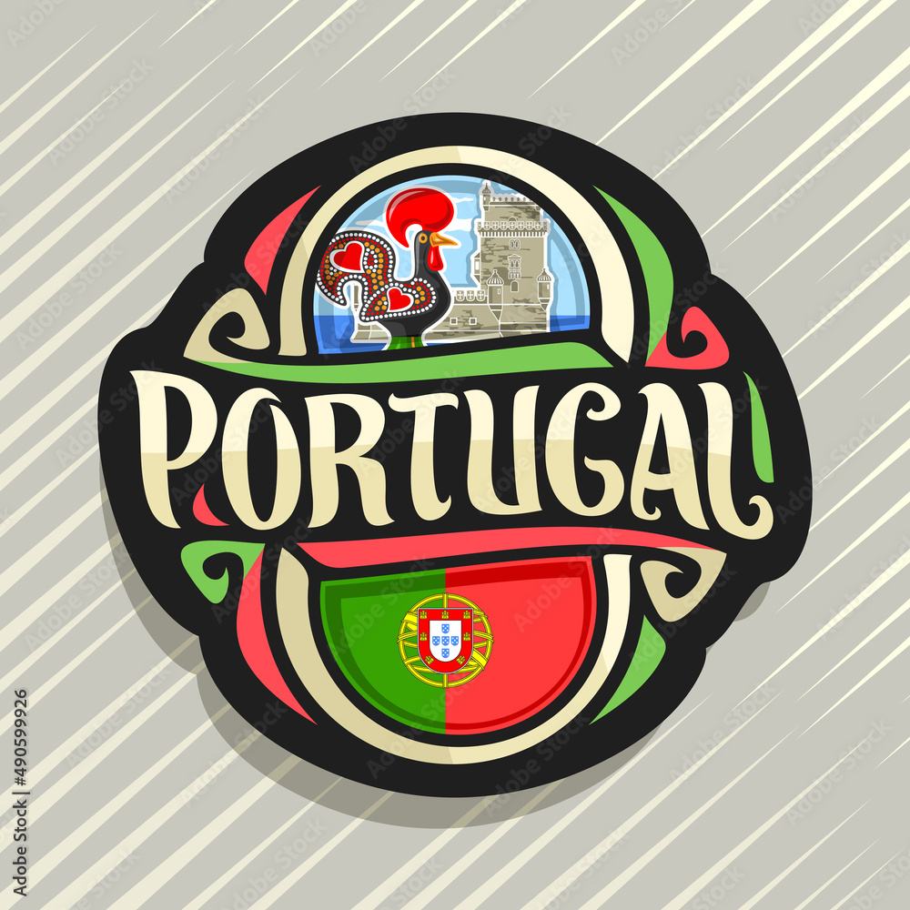 Vector logo for Portugal country, white fridge magnet with portuguese ...