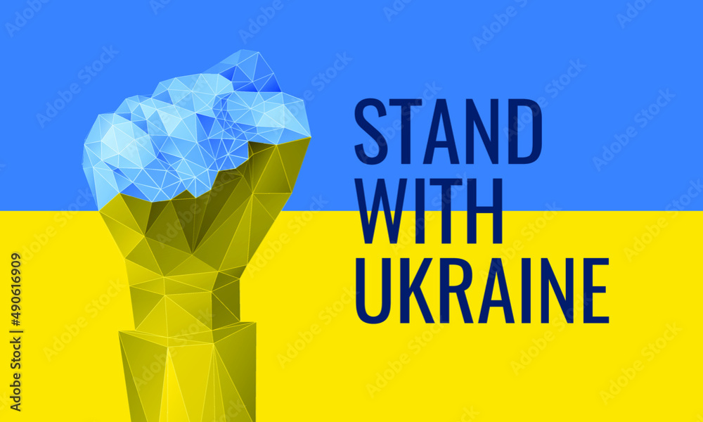 Ukrainian flag with a fist, concept of revolution, protest, strength ...