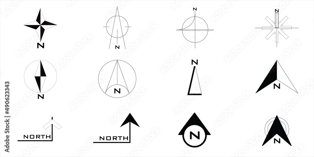 North Sign Design Vector Set Stock Vector | Adobe Stock