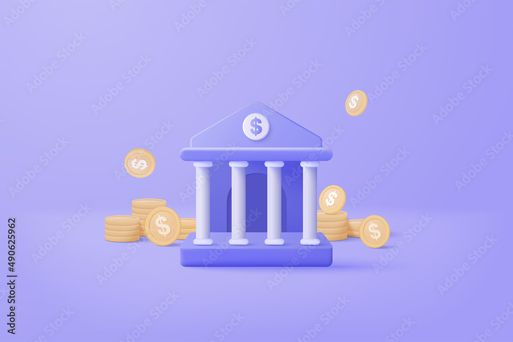 3d minimal bank deposit and withdrawal, transactions service of money ...