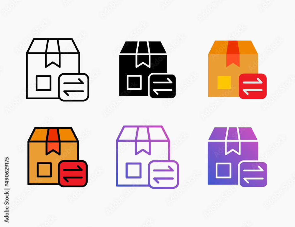 Replacement product icon set. Style line, outline, flat, glyph, color ...