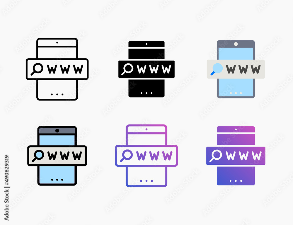 website mobile icon set with different styles. Style line, outline ...