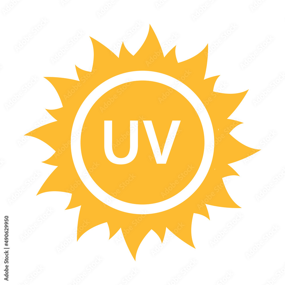 UV radiation icon vector solar ultraviolet light symbol for graphic ...