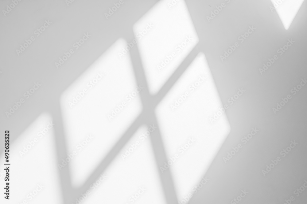 Gray window shadow and light blur abstract background on white wall ...
