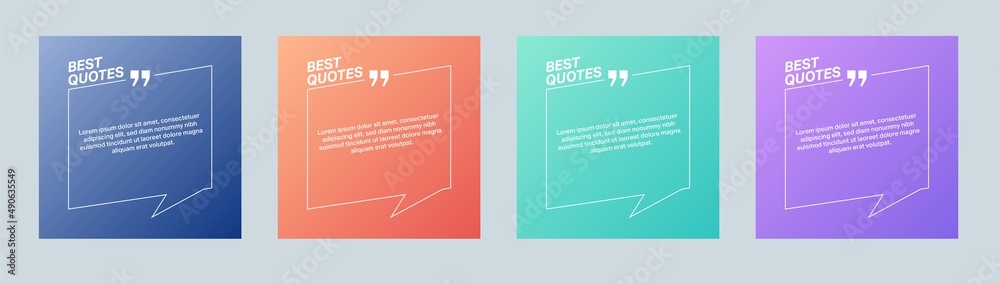Set of social media post design template for quotes. Quote box frame ...