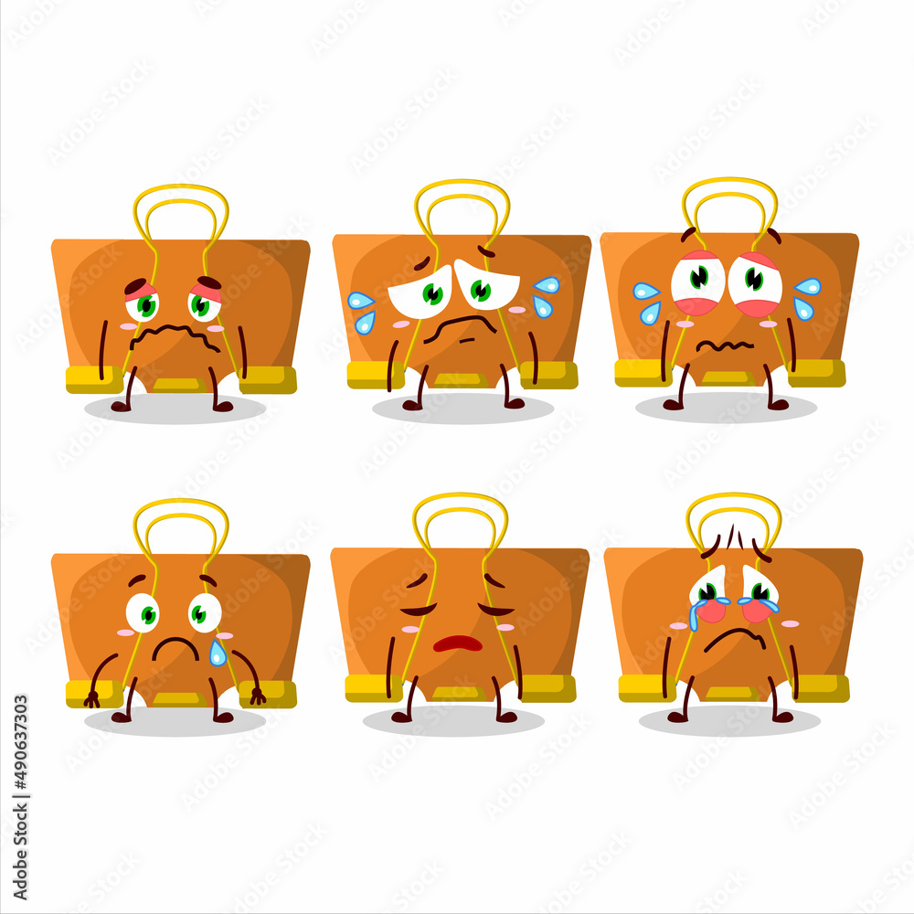 Orange binder clip cartoon character with sad expression Stock Vector ...