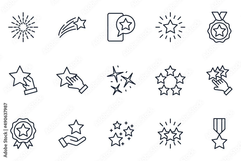set of Star elements symbol template for graphic and web design ...