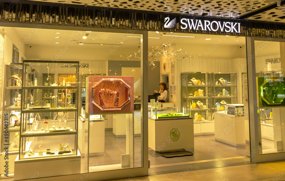 Sarajevo, Bosnia and Herzego - February‎ ‎26‎th ‎2022: Swarovski store ...