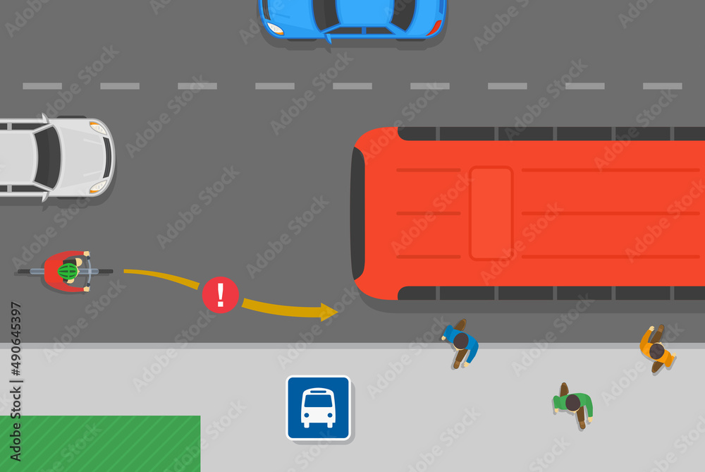 Safety bicycle driving and traffic regulation rules. Passing from the ...