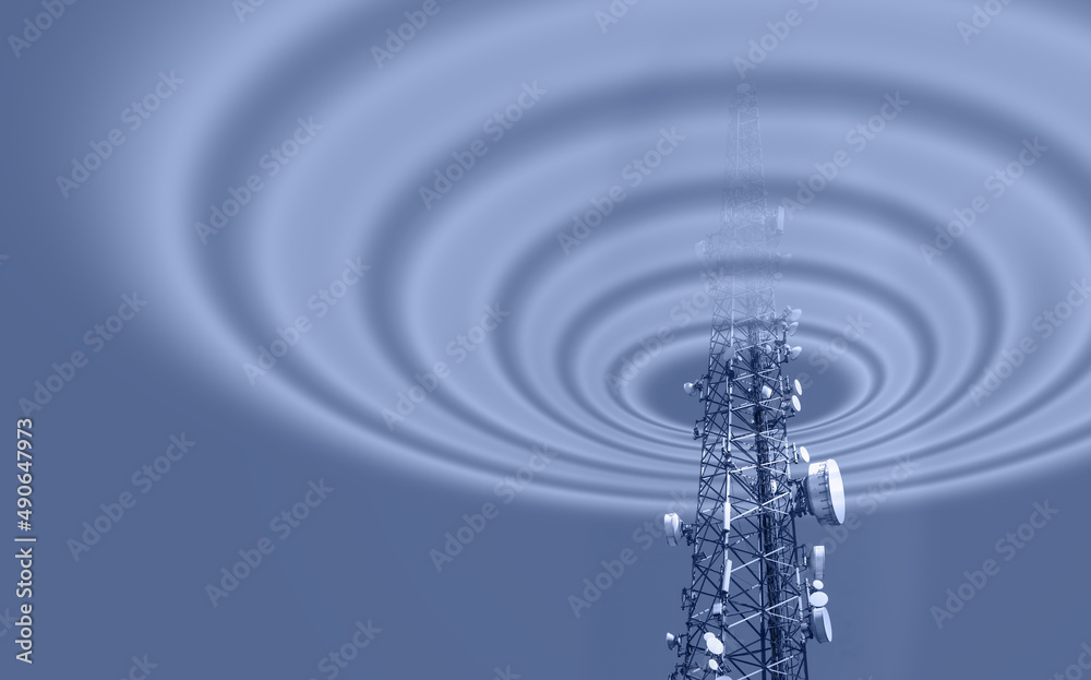 Antenna tower of telecommunication and Phone base station with TV and ...