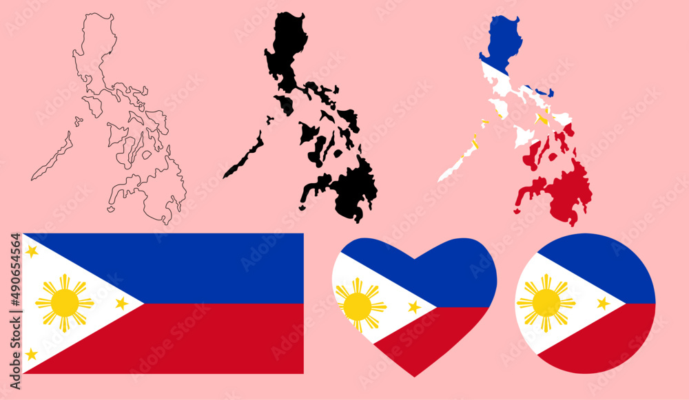 philippine flag map icon set Stock Vector | Adobe Stock
