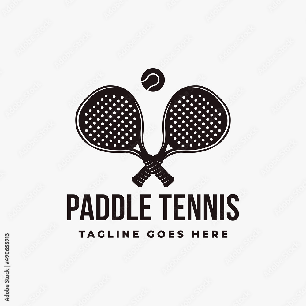 Vintage Paddle Tennis logo, paddle club logo, paddle racket and ball ...