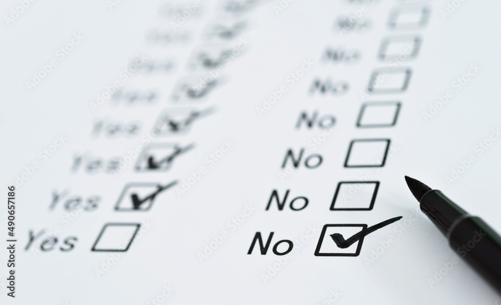 Yes and No checkbox marking Stock Photo | Adobe Stock
