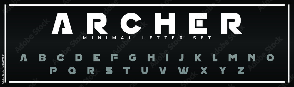 Vektorová grafika „ARCHER Tech Modern Alphabet Letter Font. Typography ...