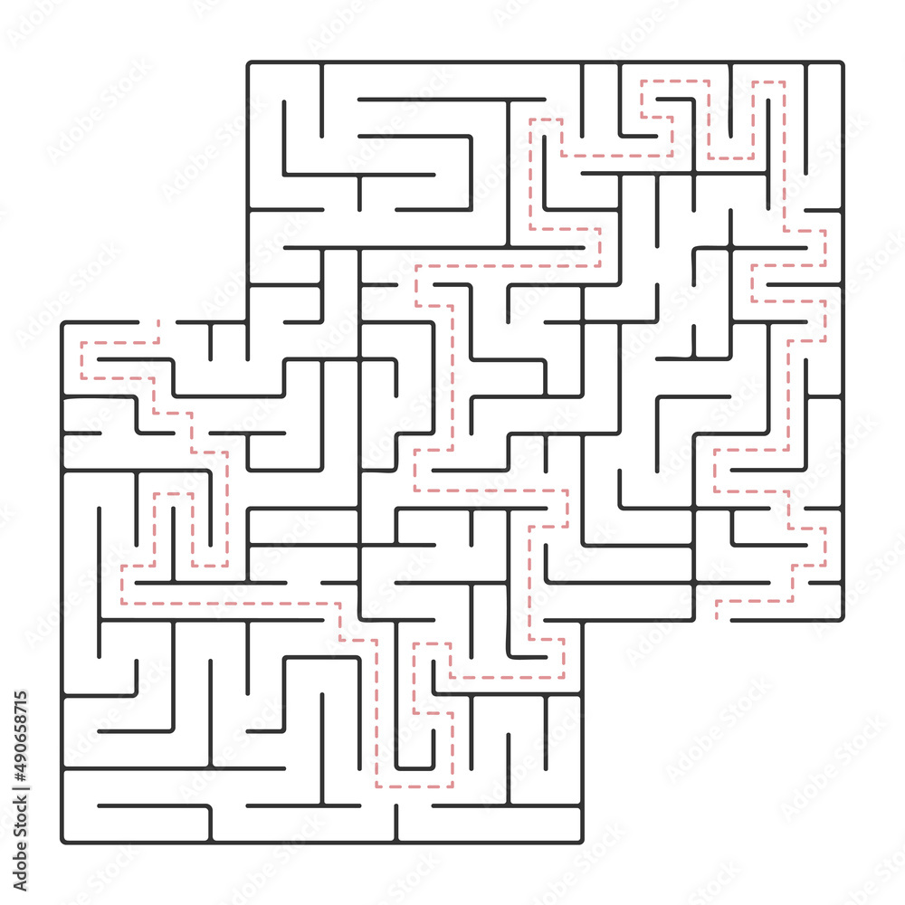 Square maze, a simple logic game with labyrinths. Vector maze game ...