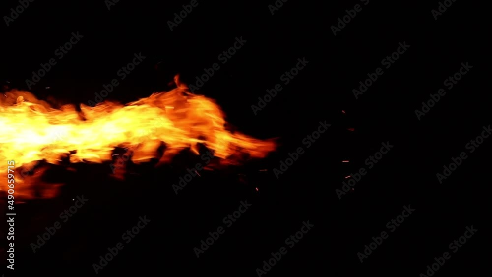 Vertical Fire Flames Igniting And Burning black isolated background ...