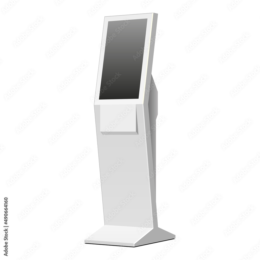Mockup White Metal ATM With Screen, Display, Automated Teller Machine ...