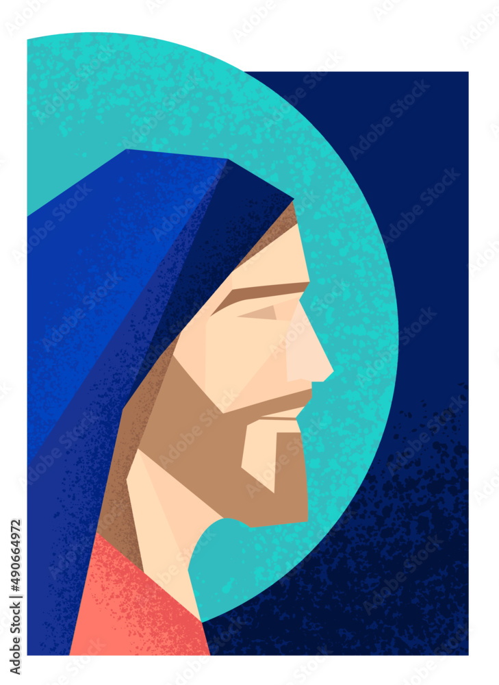 Jesus Portrait Illustration, Jesus face smiling, Jesus smiles Stock ...