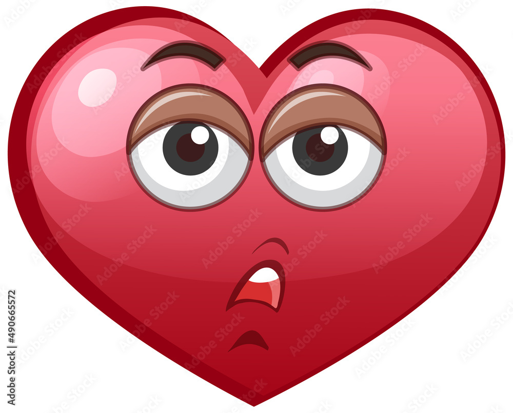 Tired heart emoticon on white background Stock Vector | Adobe Stock