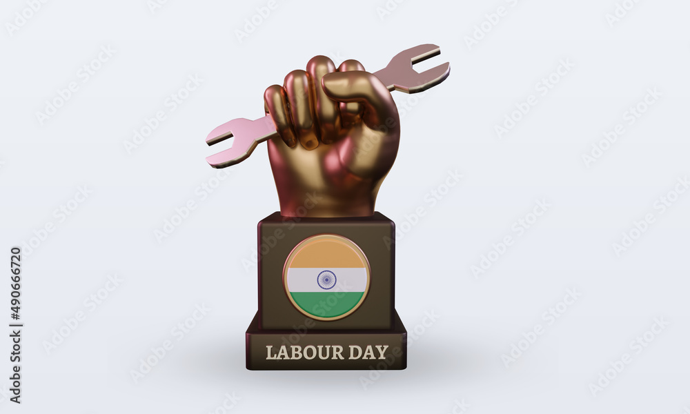 3d labour day India flag rendering front view Stock Illustration ...