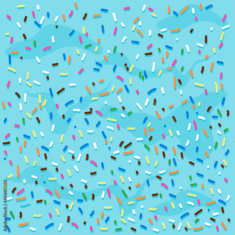 Blue cake frosting background with colorful sprinkles. Vector ...