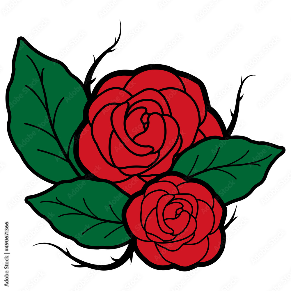 Tattoo style roses. Vector Illustration Stock Vector | Adobe Stock