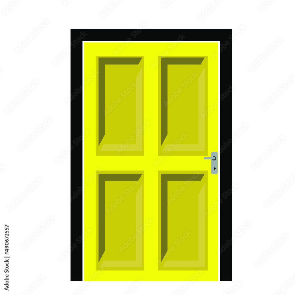 vector icon pintu kayu pintu kamar warna kuning cartoon Stock Vector ...
