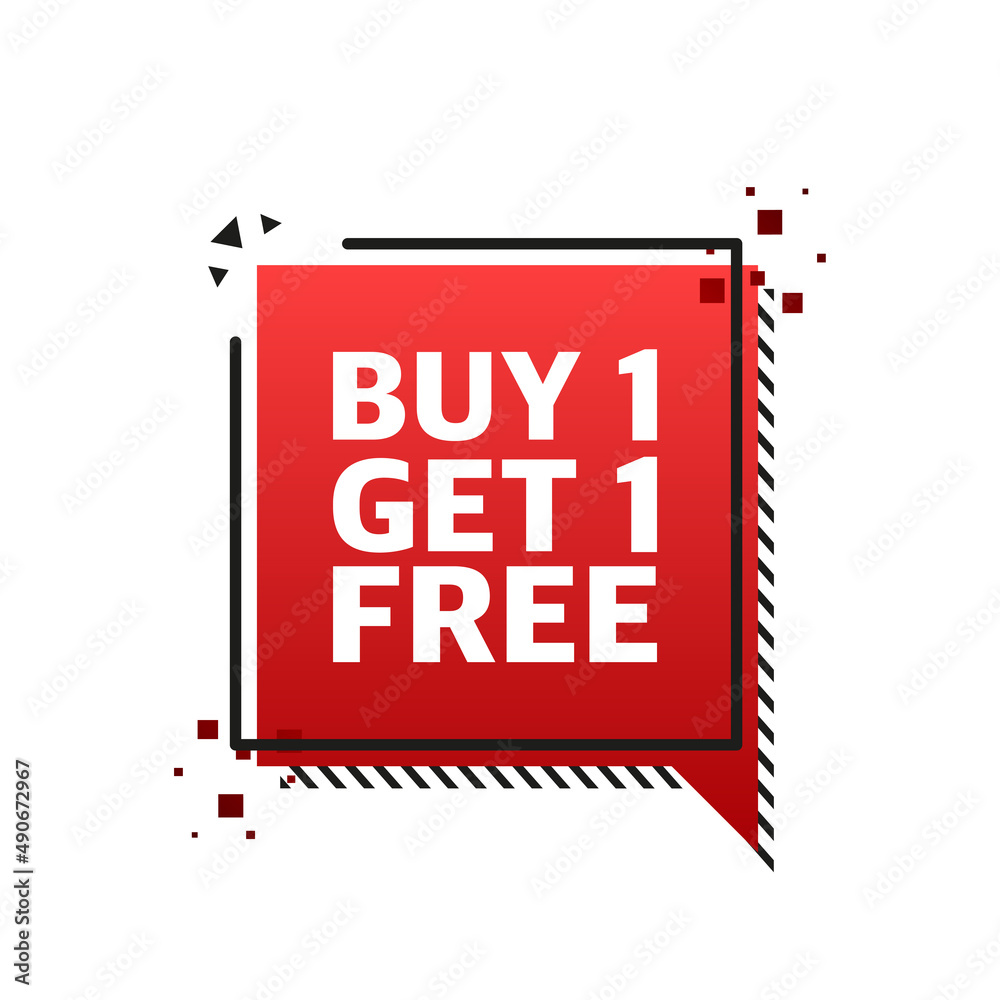 Buy 1 Get 1 Free, sale tag, banner design template, app icon. Vector illustration Stock Vector ...