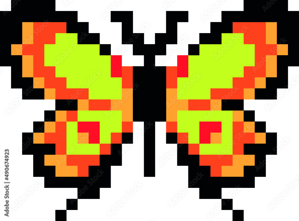 Butterfly pixel art vector illustration. butterfly image. Stock Vector ...