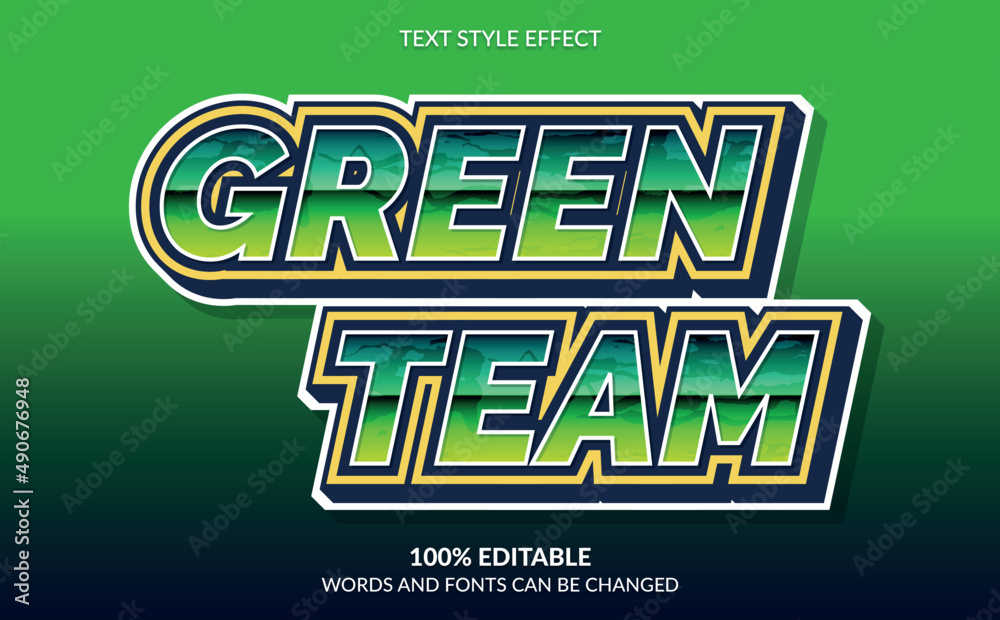 Editable Text Effect, Green Team Text Style Stock Vector | Adobe Stock