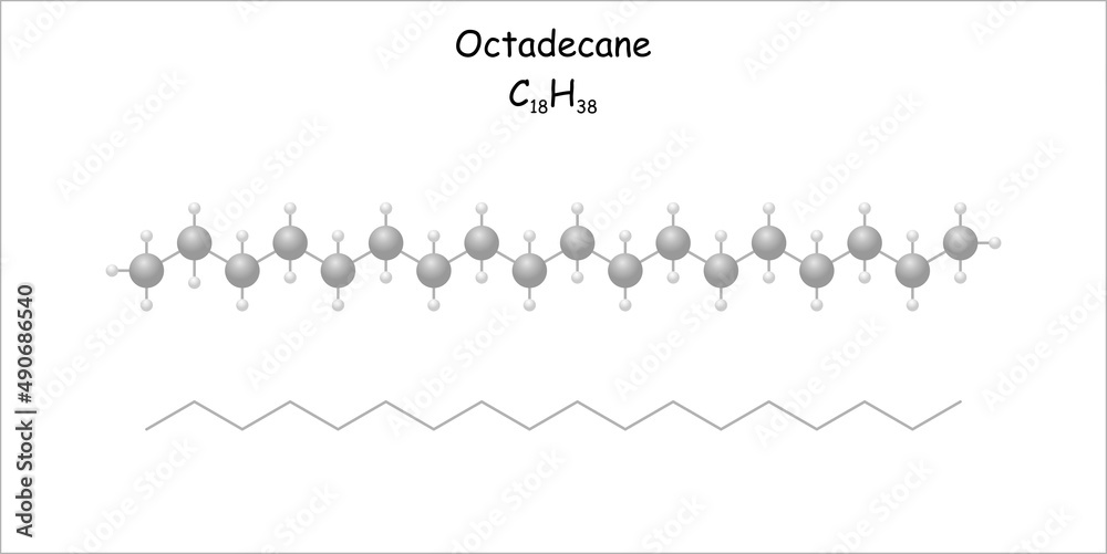 Stylized molecule model/structural formula of octadecane. Stock Vector ...